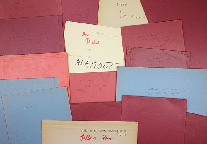 A collection of 17 file folders, remnants from the hundreds of files ...